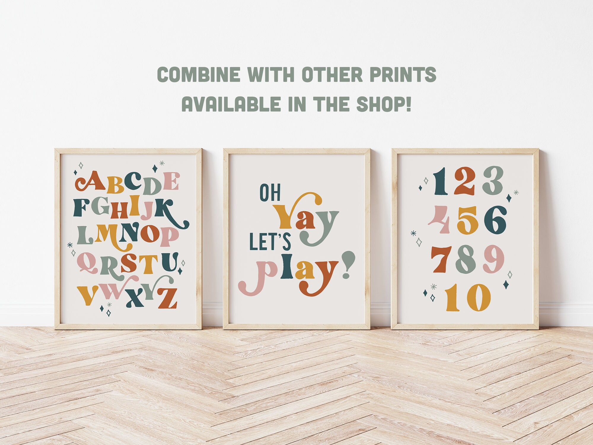 Retro Numbers Printable Art Boho Retro Kid Counting Art - Etsy