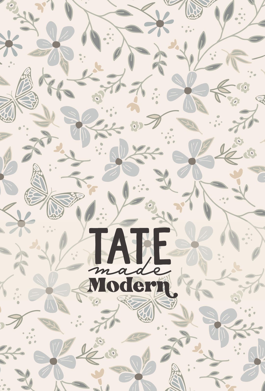 Cottagecore Butterfly Garden Flower Seamless Pattern - Hand-drawn ...