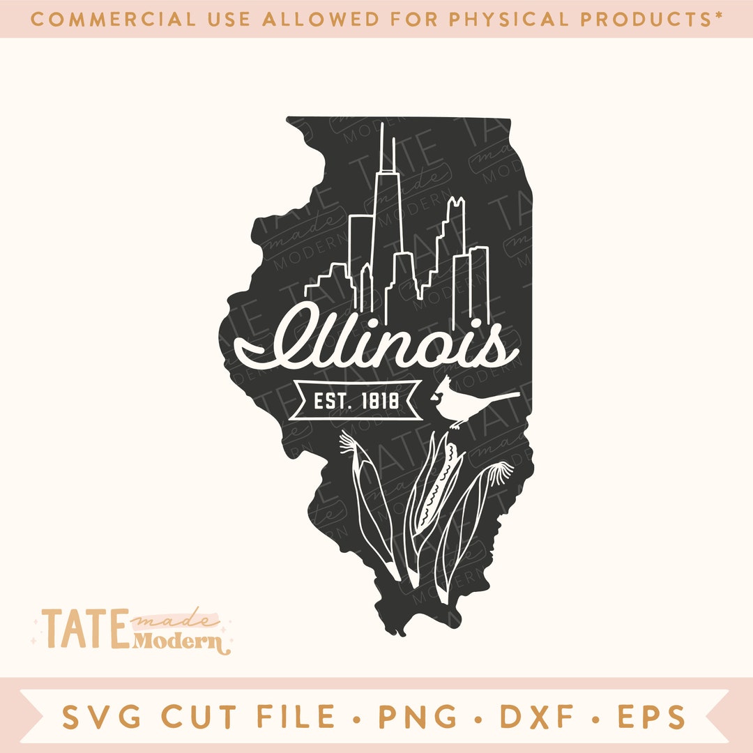 Vintage Illinois SVG Cut File - Illinois Home Svg, Illinois State ...