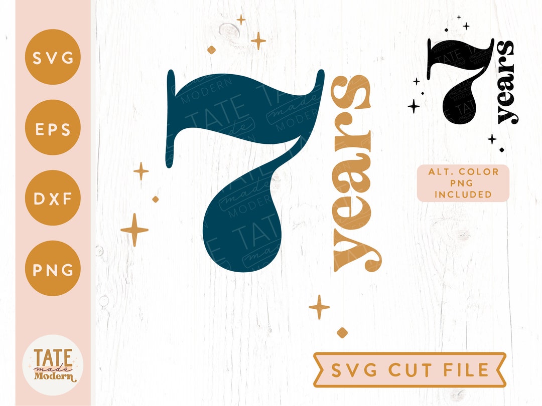 7 Years SVG Cut File - Retro Seventh Birthday Shirt Svg, Retro 7th ...
