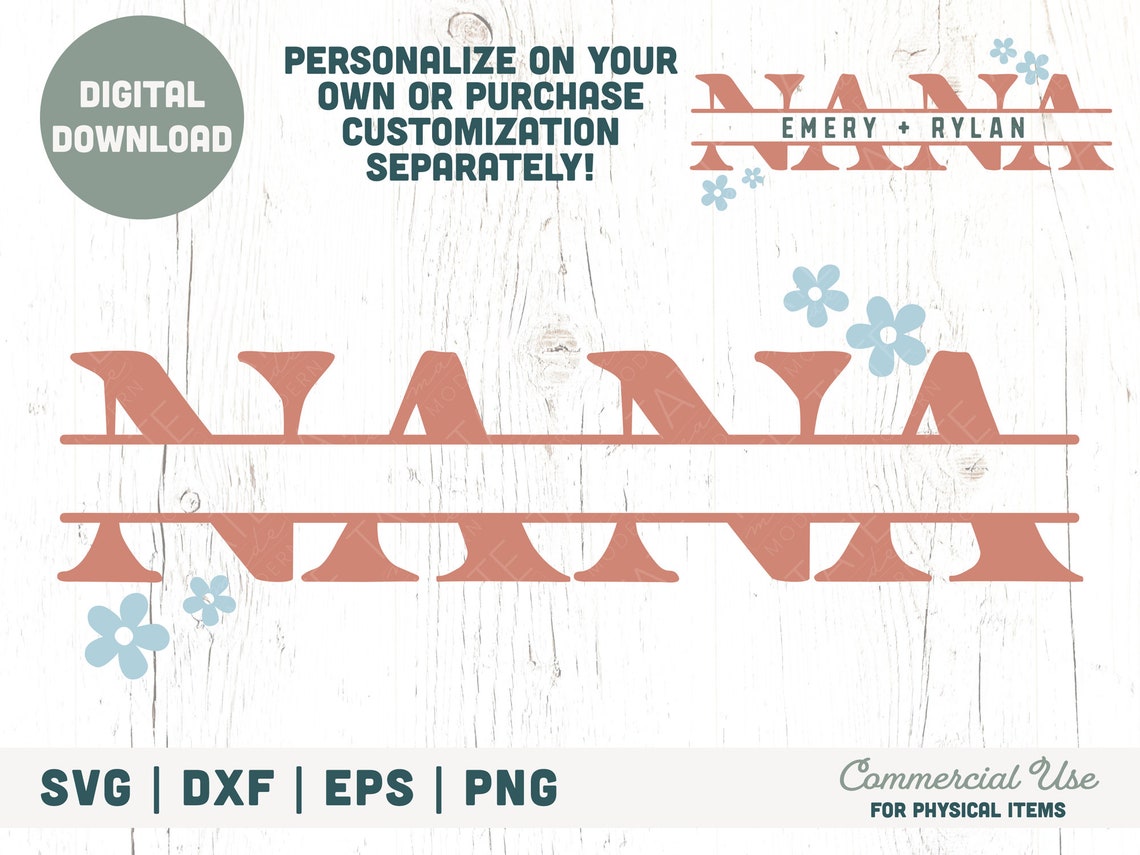 Nana Split Monogram Retro SVG Cut File Personalized Nana Svg - Etsy