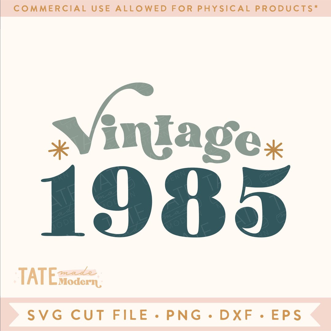 Vintage 1985 40th Birthday SVG Cut File, Retro Boho Birthday Svg ...