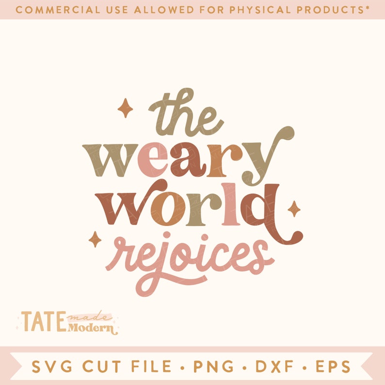 The Weary World Rejoices Retro SVG Cut File, Christian Christmas Svg ...