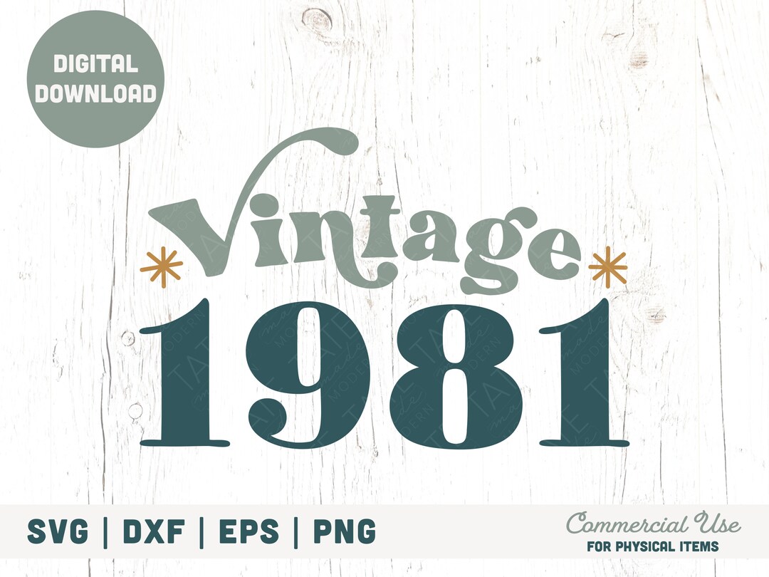 Vintage 1981 40th Birthday SVG Cut File, Retro Boho Birthday Svg ...