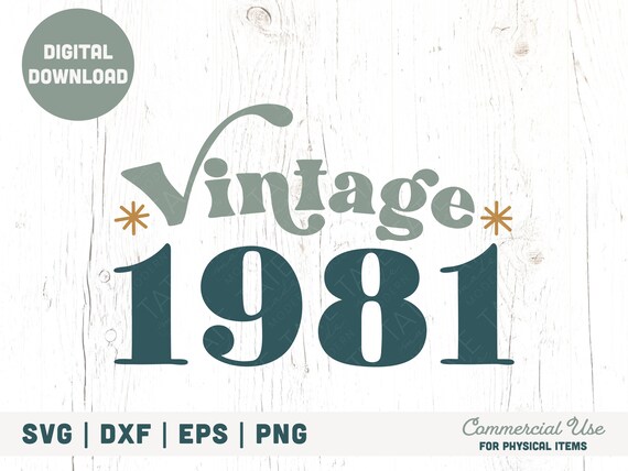 Vintage 1981 40th Birthday SVG Cut File Retro Boho Birthday - Etsy