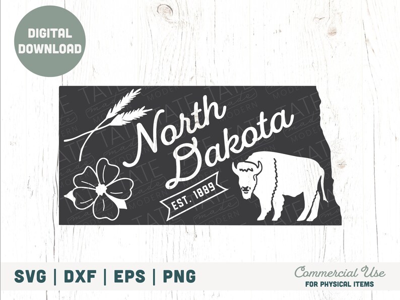 Vintage North Dakota SVG Cut File North Dakota State Symbols - Etsy