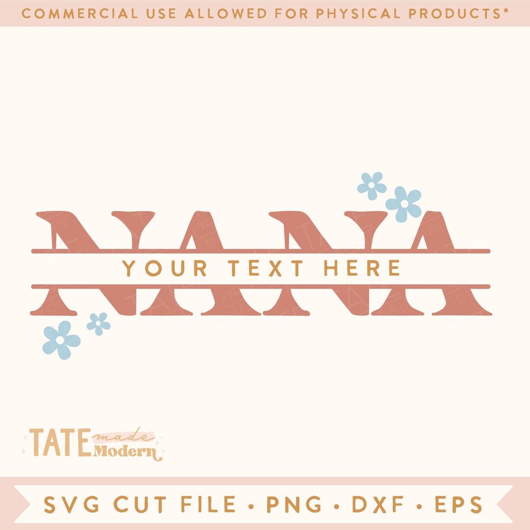 Nana Split Monogram Retro SVG Cut File - Personalized Nana Svg for T ...