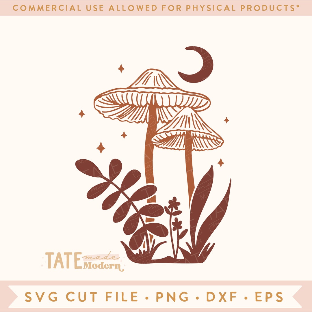 Mushroom Floral Moon Retro SVG Cut File - Retro Fall Mushroom Svg ...