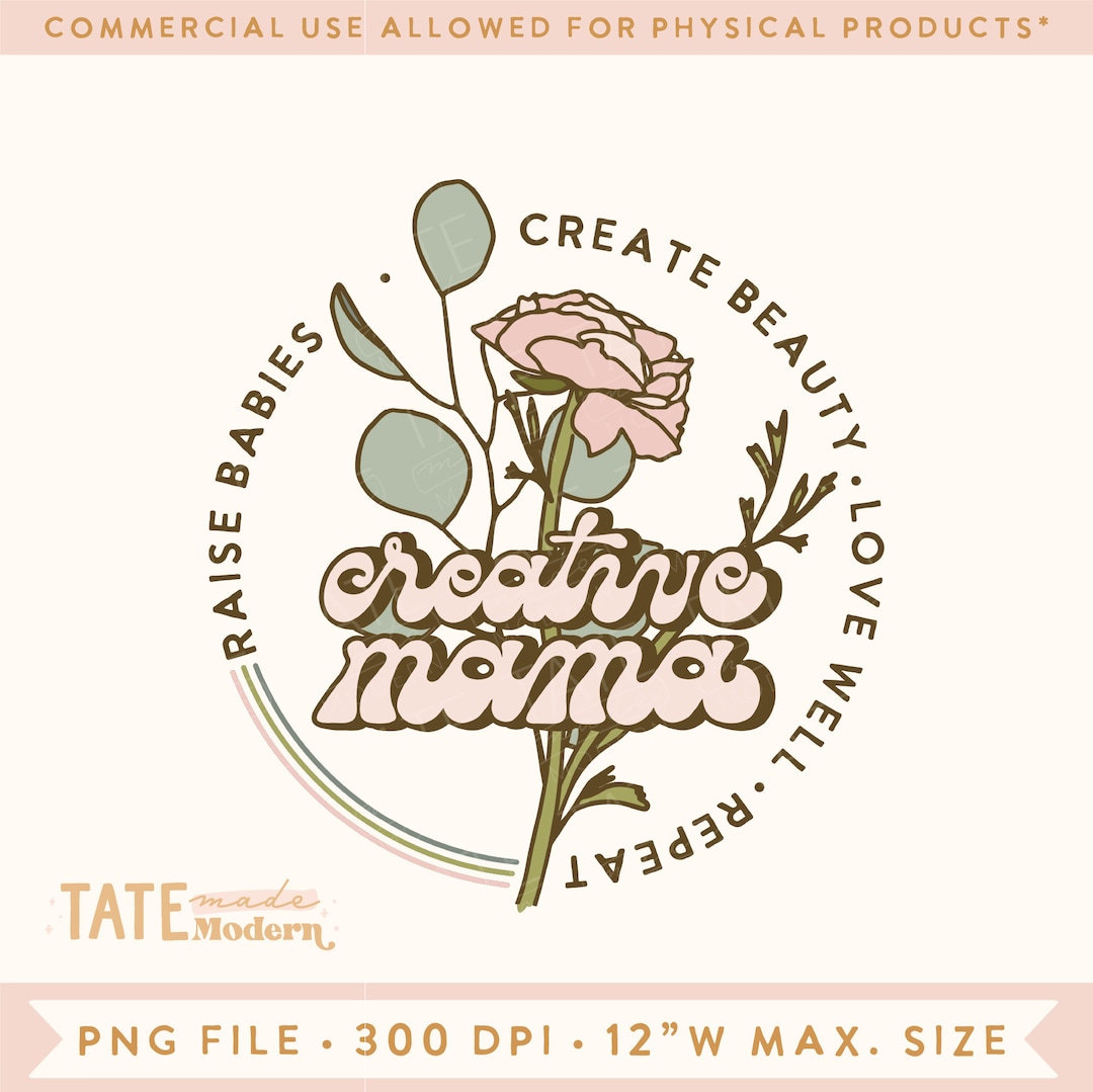 Creative Mama Floral Retro PNG for Sublimation - Mama Wildflower Png ...