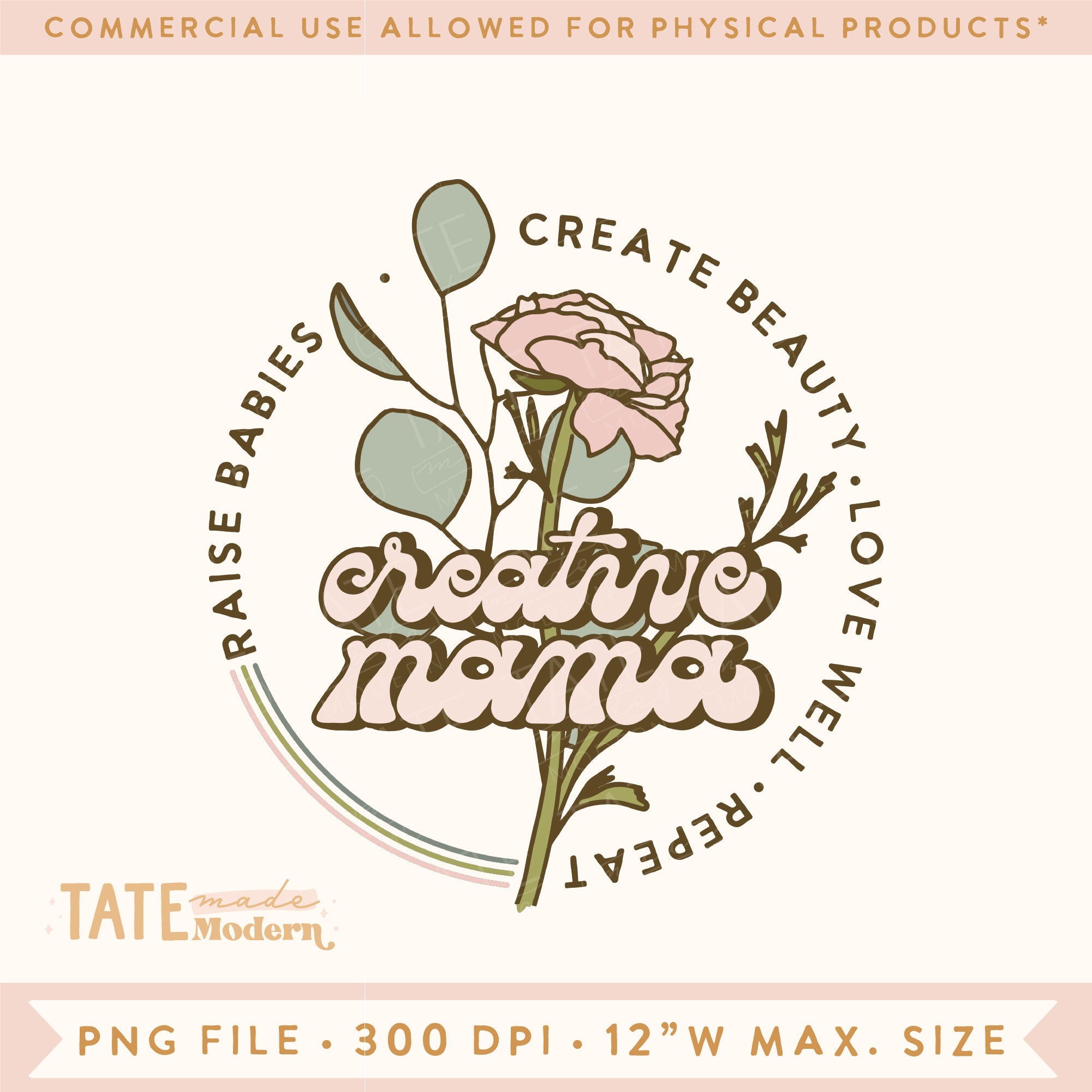 Creative Mama Floral Retro PNG for Sublimation - Mama Wildflower Png ...