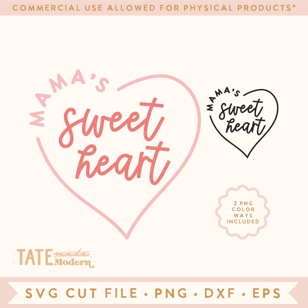 Mama's Sweet Heart SVG Cut File - Minimal Valentine Heart Svg, Mama's ...