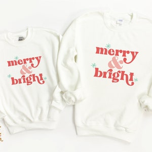 Merry & Bright Retro Holiday SVG Cut File, Pink and Red Christmas Svg ...