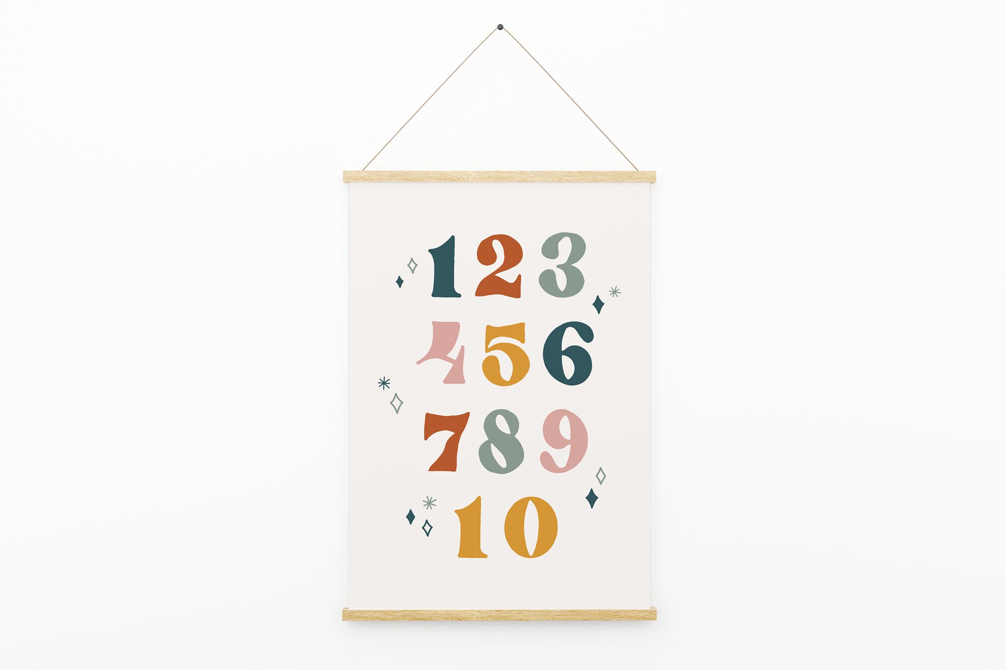 Retro Numbers Printable Art Boho Retro Kid Counting Art - Etsy