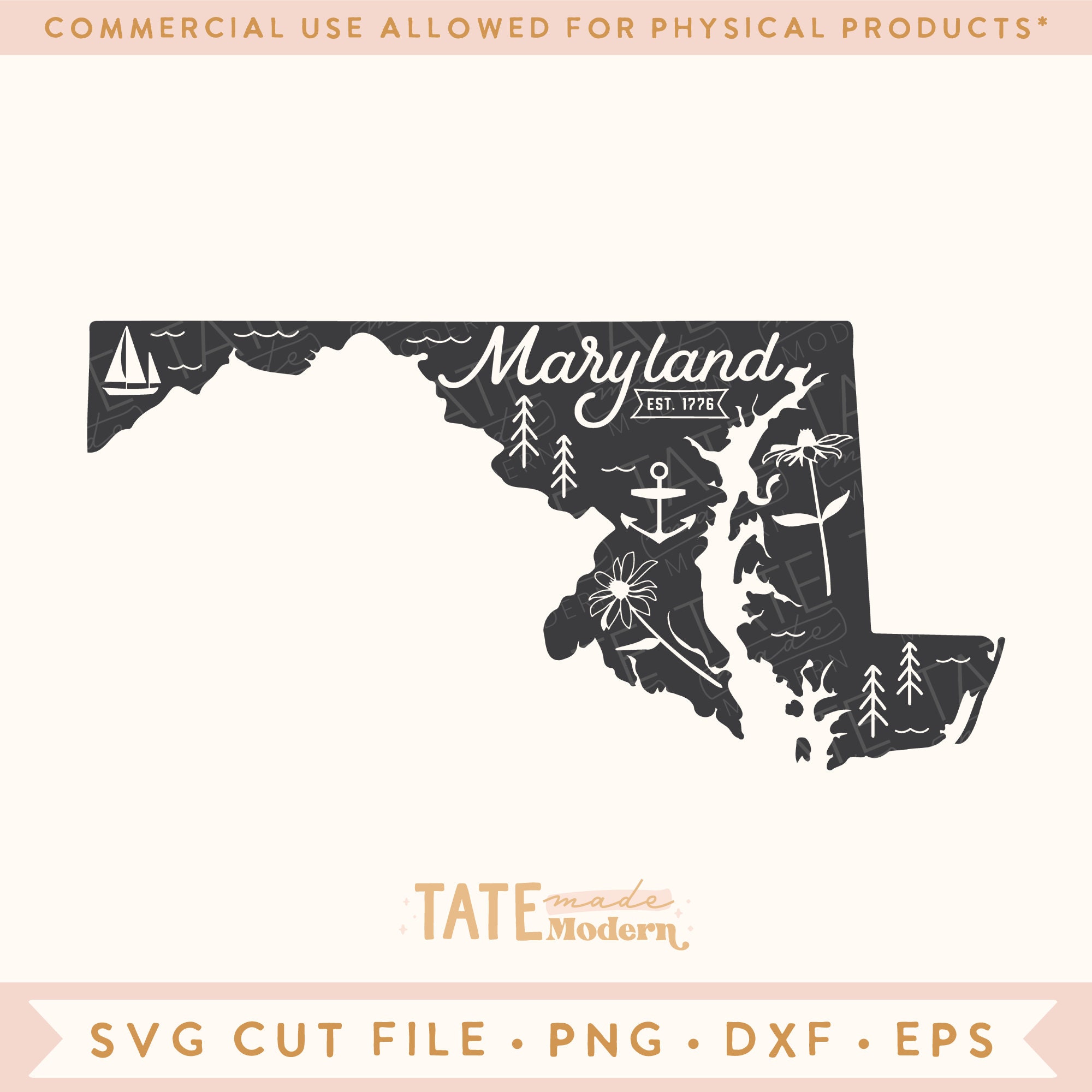Vintage Maryland SVG Cut File - Maryland Home Svg, Maryland State ...