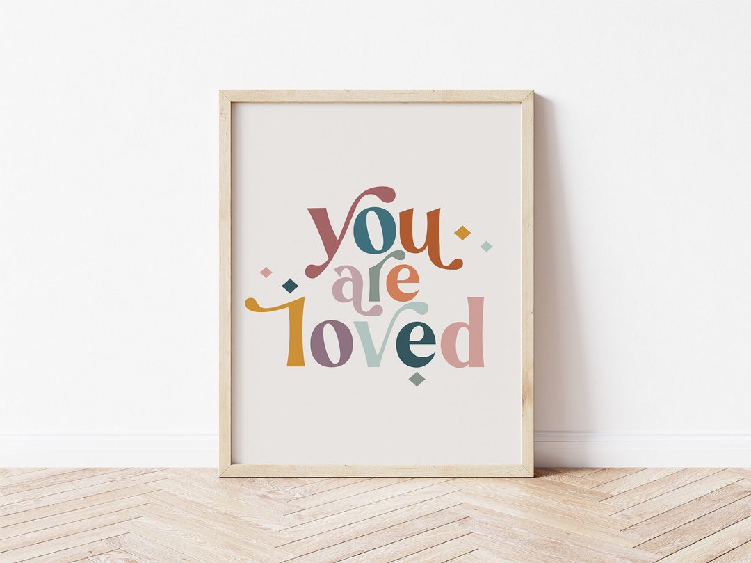 You Are Loved Printable Art, Boho Retro Kid Room Art, Modern Playroom ...