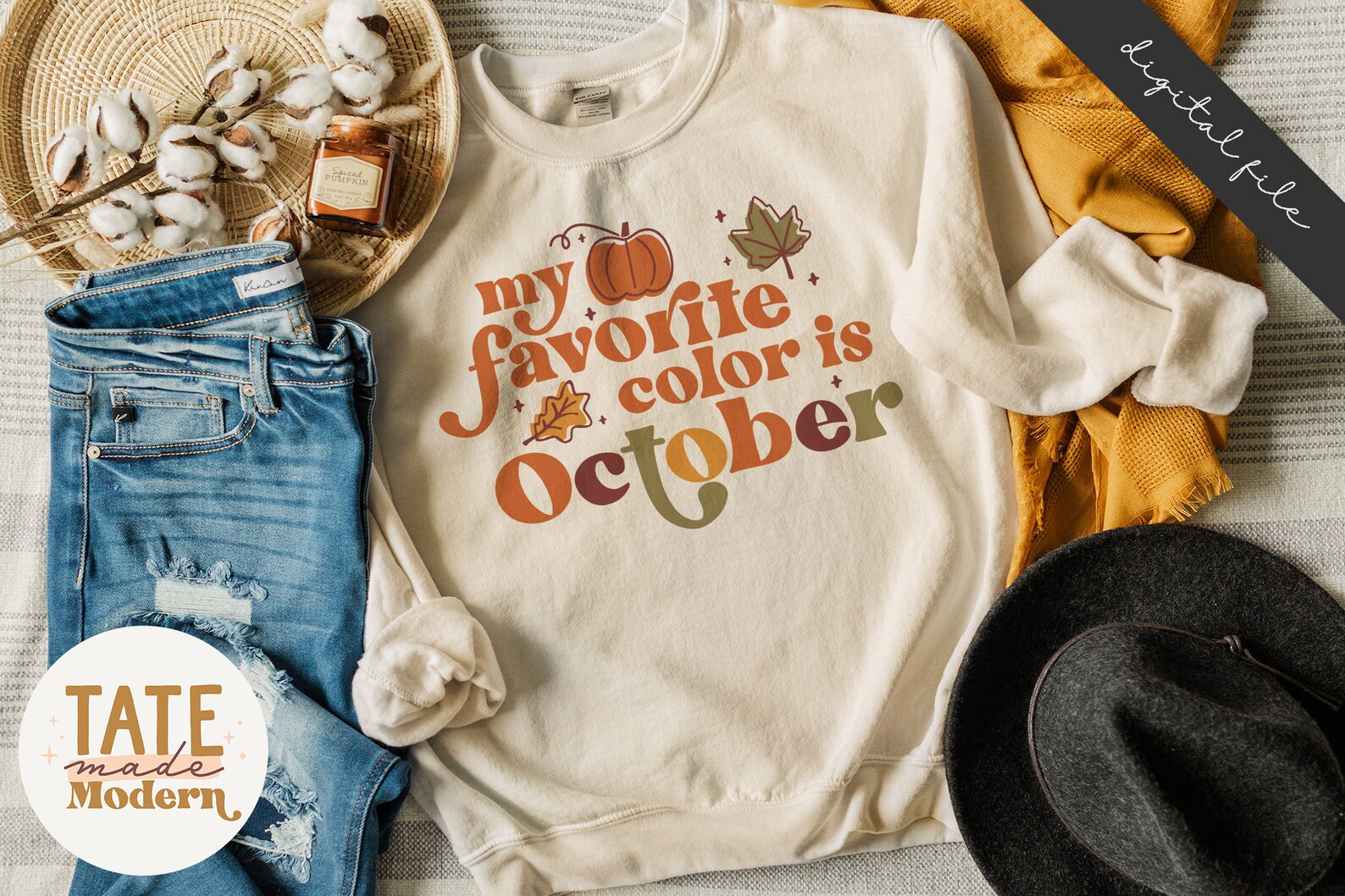 My Favorite Color is October SVG Cut File Retro Fall Png - Etsy