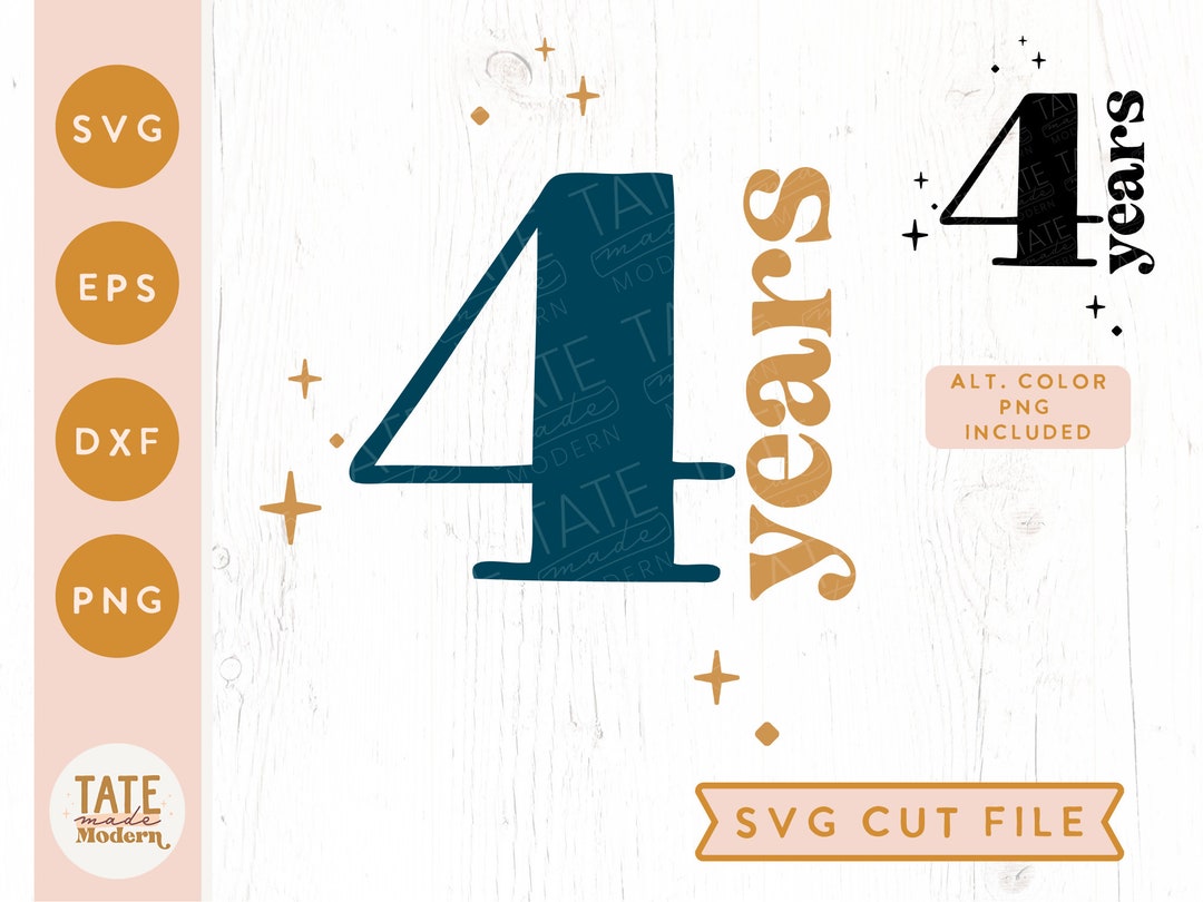 4 Years SVG Cut File - Retro Fourth Birthday Shirt Svg, Retro 4th ...