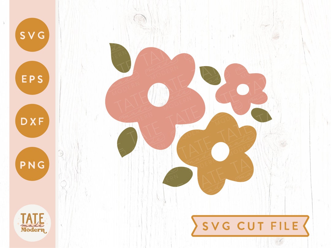 Retro Flower Blooms SVG Cut File Retro Boho Spring Svg - Etsy