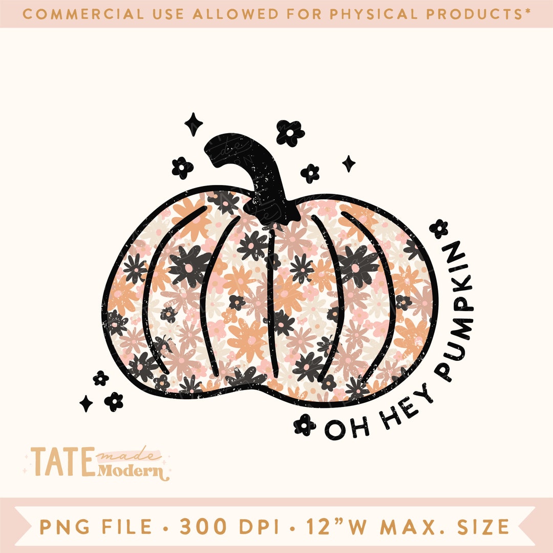 Oh Hey Pumpkin Retro Fall Floral PNG for Sublimation- Pink Retro Fall ...