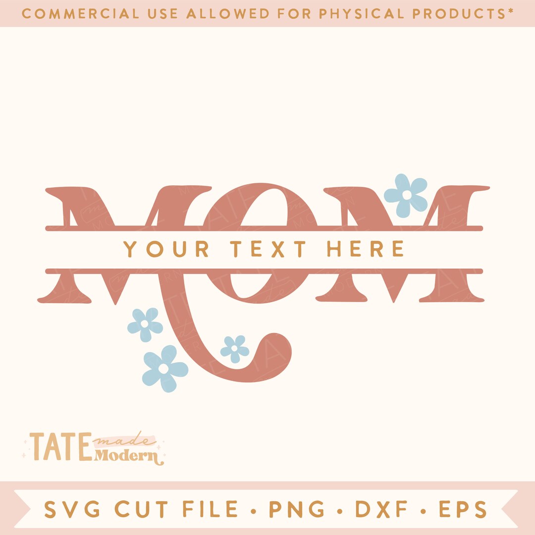 Mom Split Monogram Retro Svg Cut File Boho Personalized Mom Svg Mama