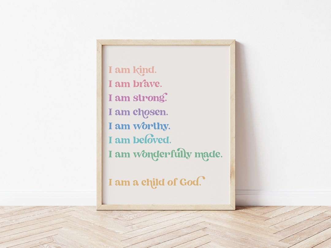 Child of God Printable Art, Boho Rainbow Pastel Christian Affirmation ...