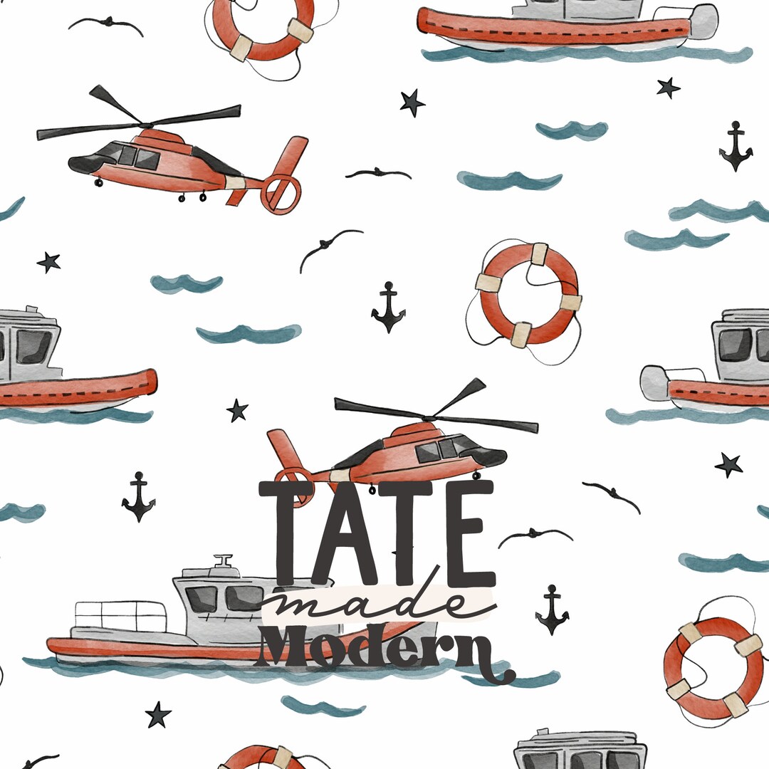 Sea Rescue Watercolor Seamless Pattern File - Water Rescue Seamless ...