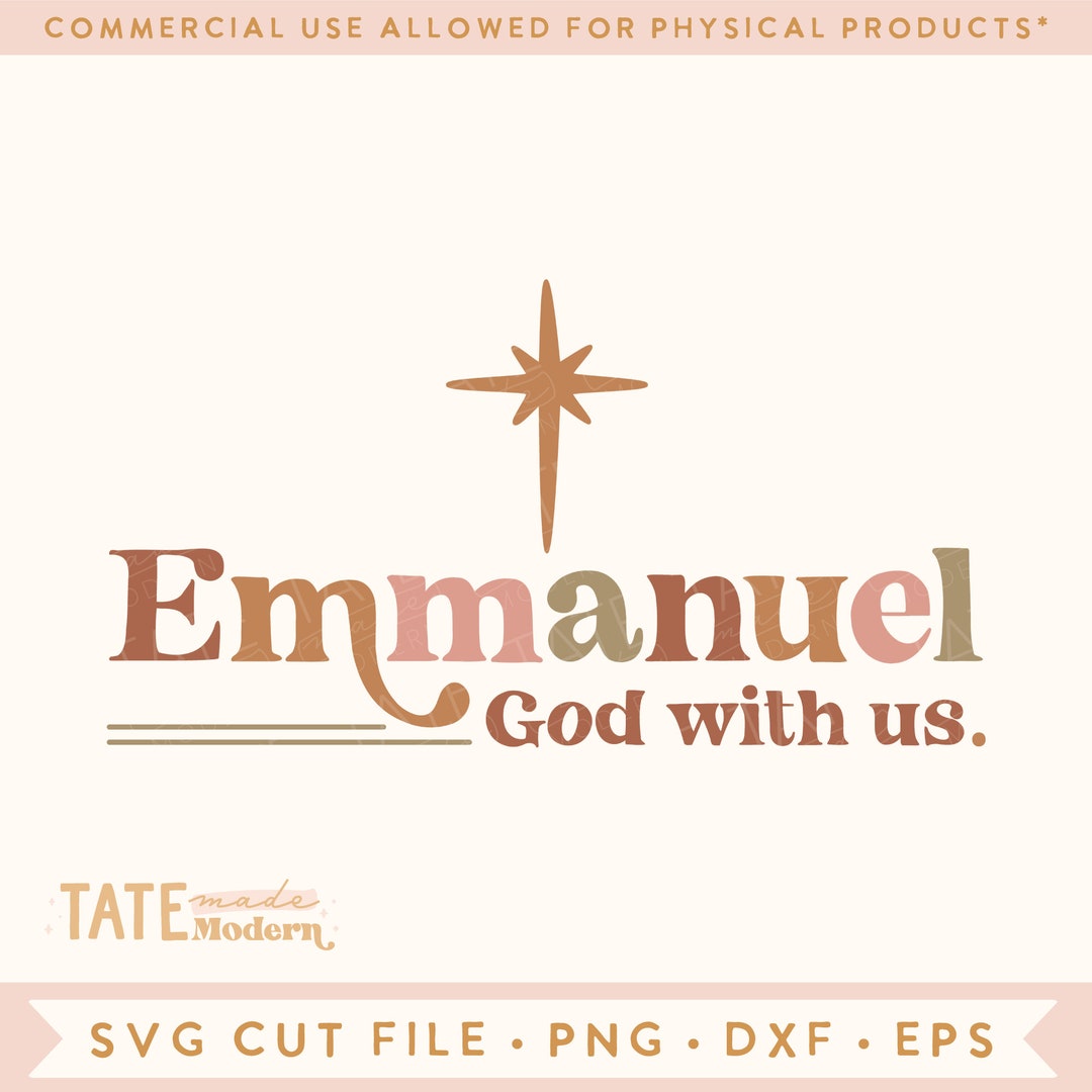 Emmanuel God With Us Retro SVG Cut File, Christian Christmas Svg, Bible ...