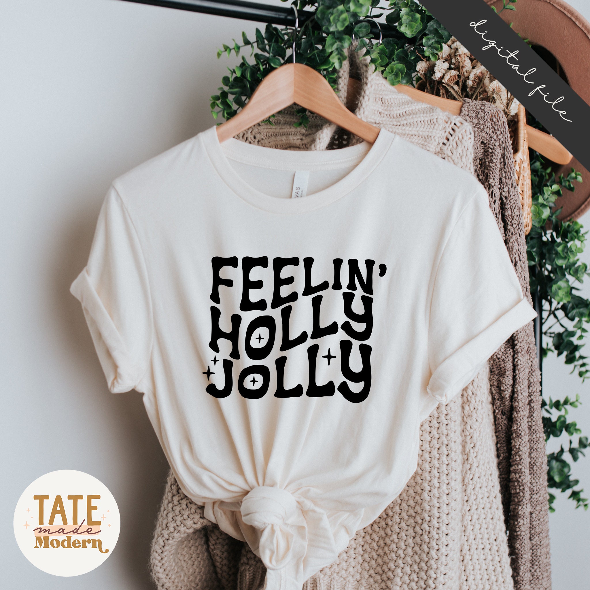 Feelin' Holly Jolly Retro SVG Cut File Christmas Cheer - Etsy