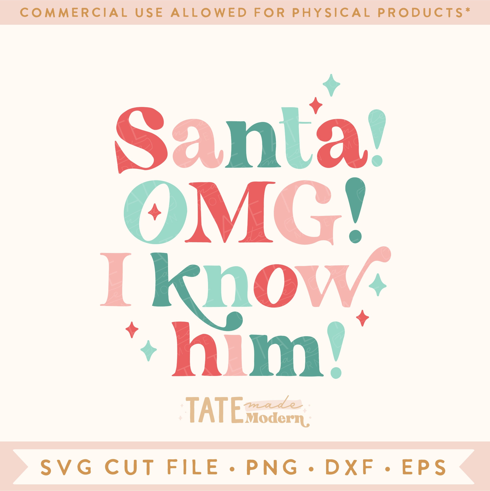Santa! Omg! I Know Him! Retro SVG Cut File, Retro Holiday Cheer Svg ...