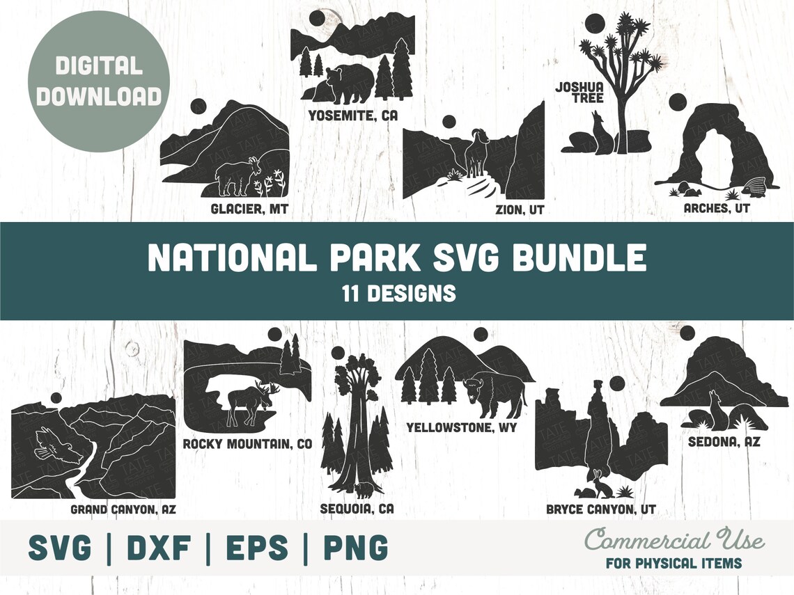 National Park SVG Cut File Bundle - Vintage USA Camping Svg - Retro ...