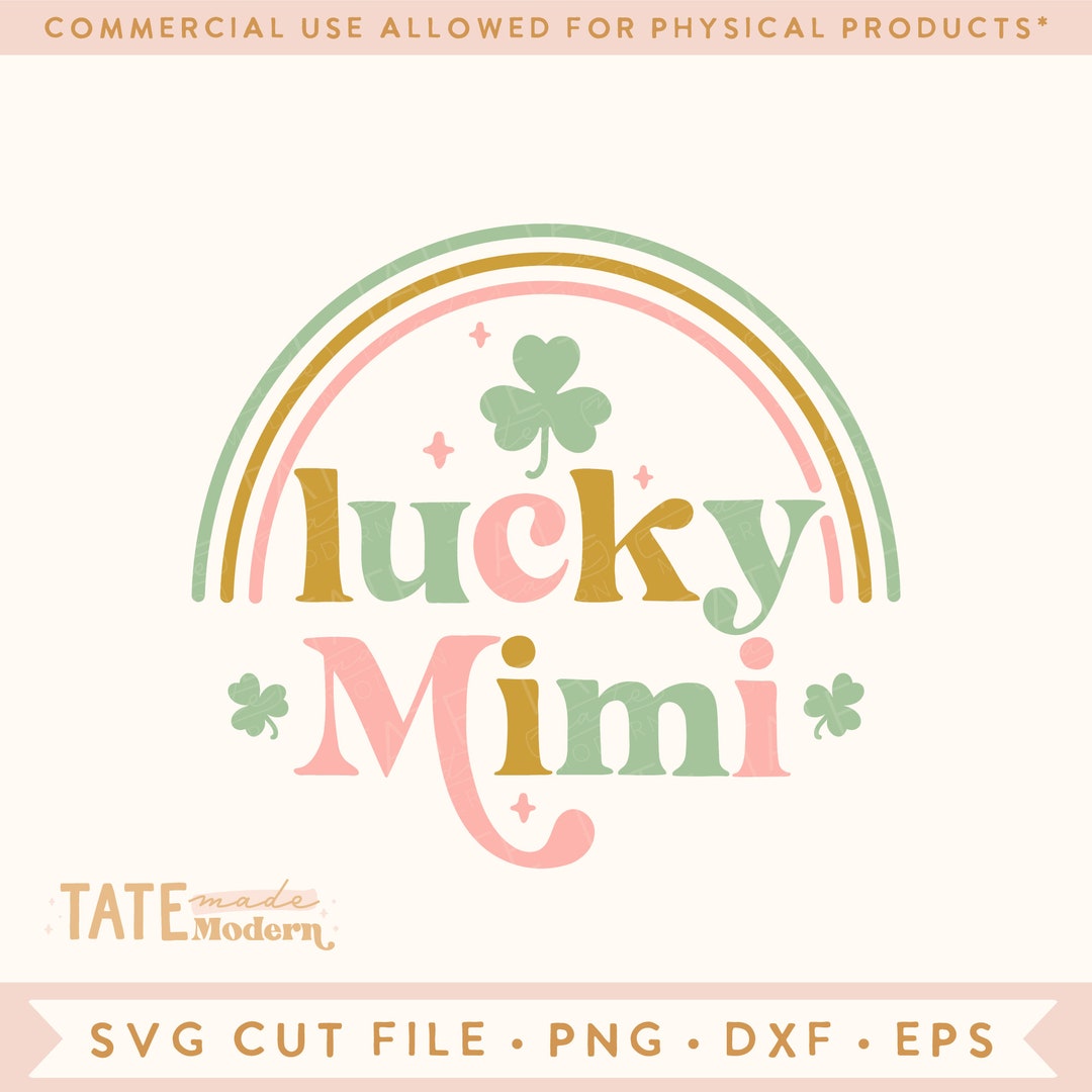 Lucky Mimi Retro SVG Cut File - Boho St. Patricks Day Svg, Grandma St ...