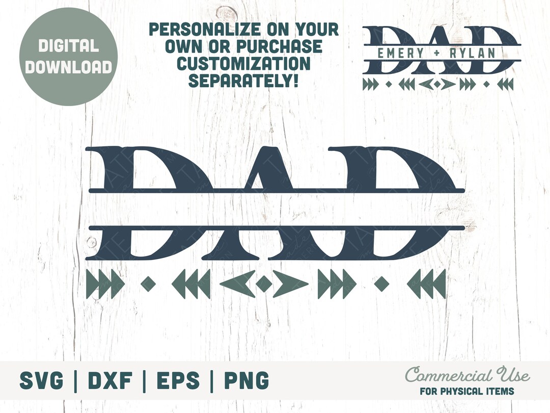 DAD Split Monogram Boho SVG Cut File Boho Personalized Dad Svg, Dad Svg ...