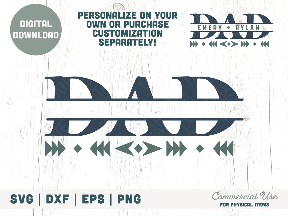 DAD Split Monogram Boho SVG Cut File Boho Personalized Dad - Etsy