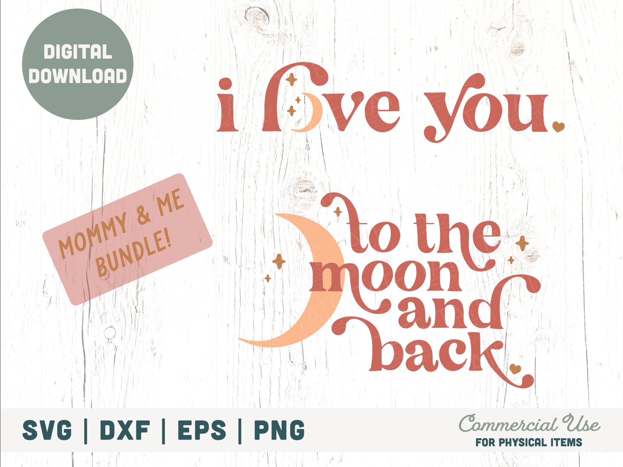 I Love You to the Moon and Back SVG Cut File Bundle Retro - Etsy
