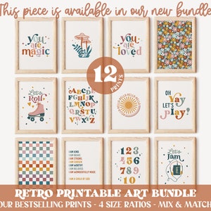 Retro Numbers Printable Art, Boho Retro Kid Counting Art, Modern ...