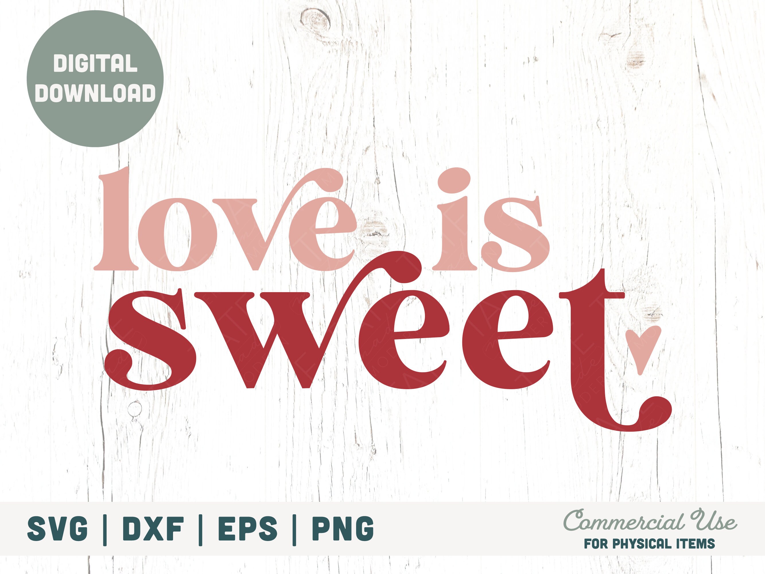 Love is sweet SVG cut file Retro Valentines day svg Fun | Etsy