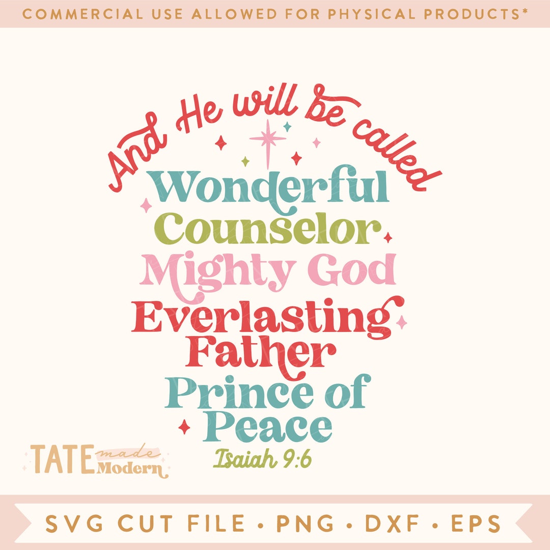 And He Will Be Called - Isaiah 9:6 Retro SVG Cut File, Christian ...