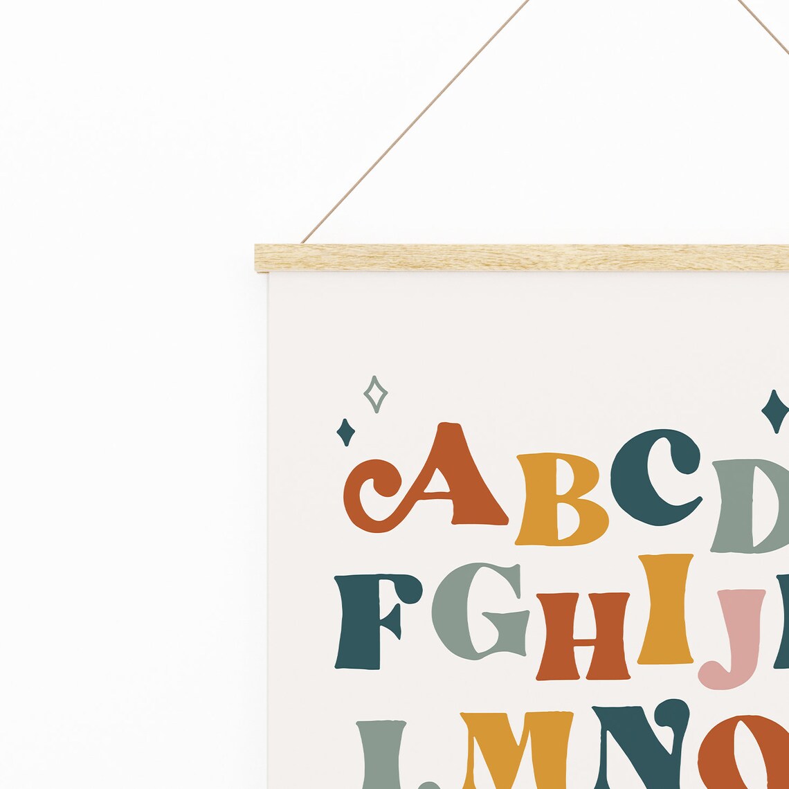 Retro Alphabet Printable Art Boho Retro Kid Room Art Modern | Etsy