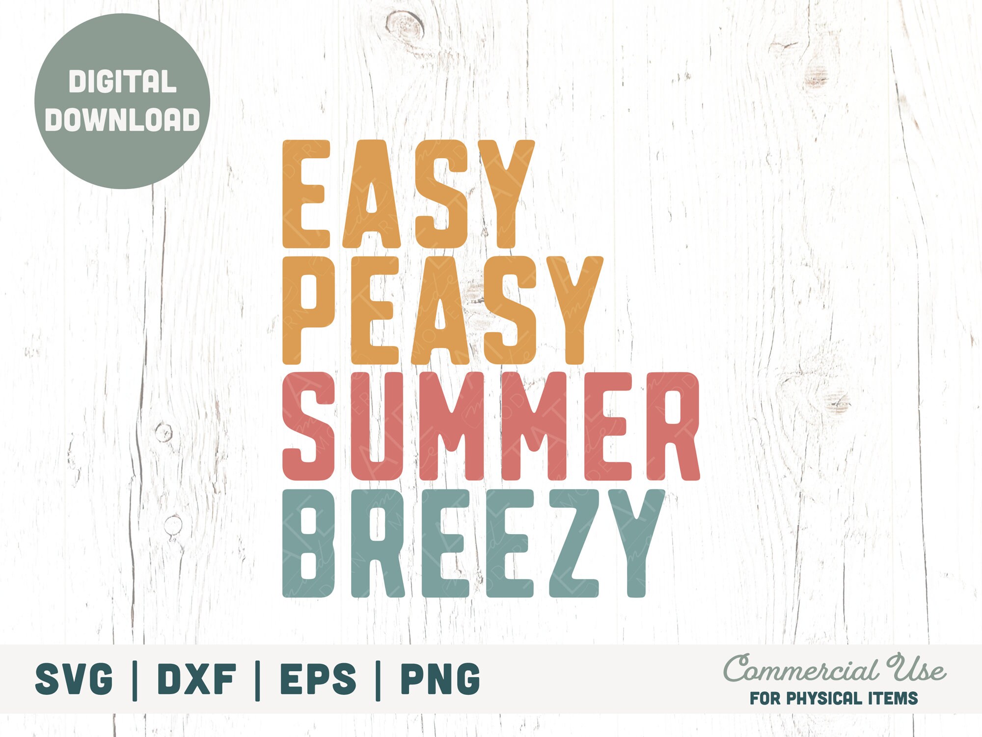 Easy Peasy Summer Breezy SVG Cut File Retro Summer Svg | Etsy
