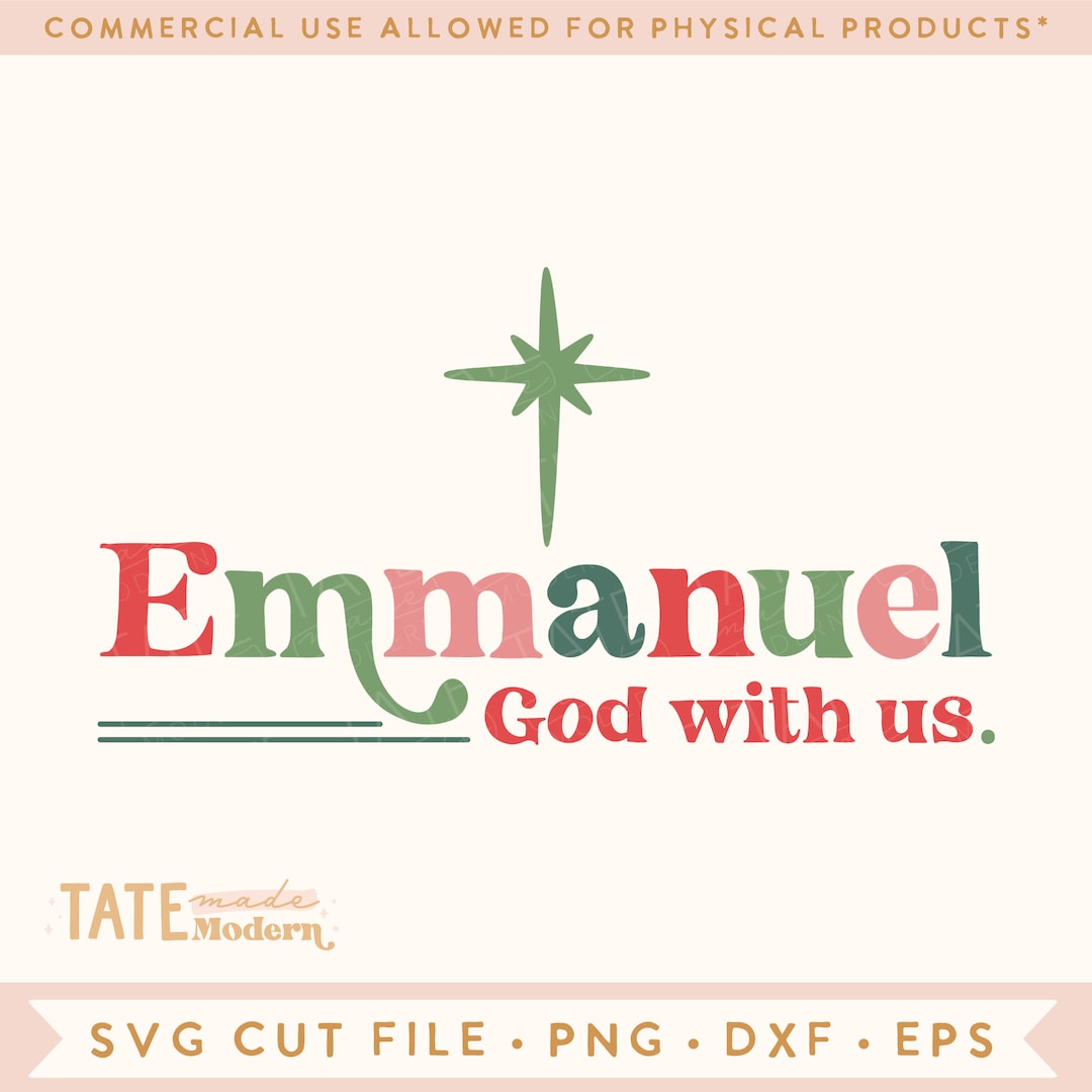 Emmanuel God With Us Retro SVG Cut File, Christian Christmas Svg, Bible ...