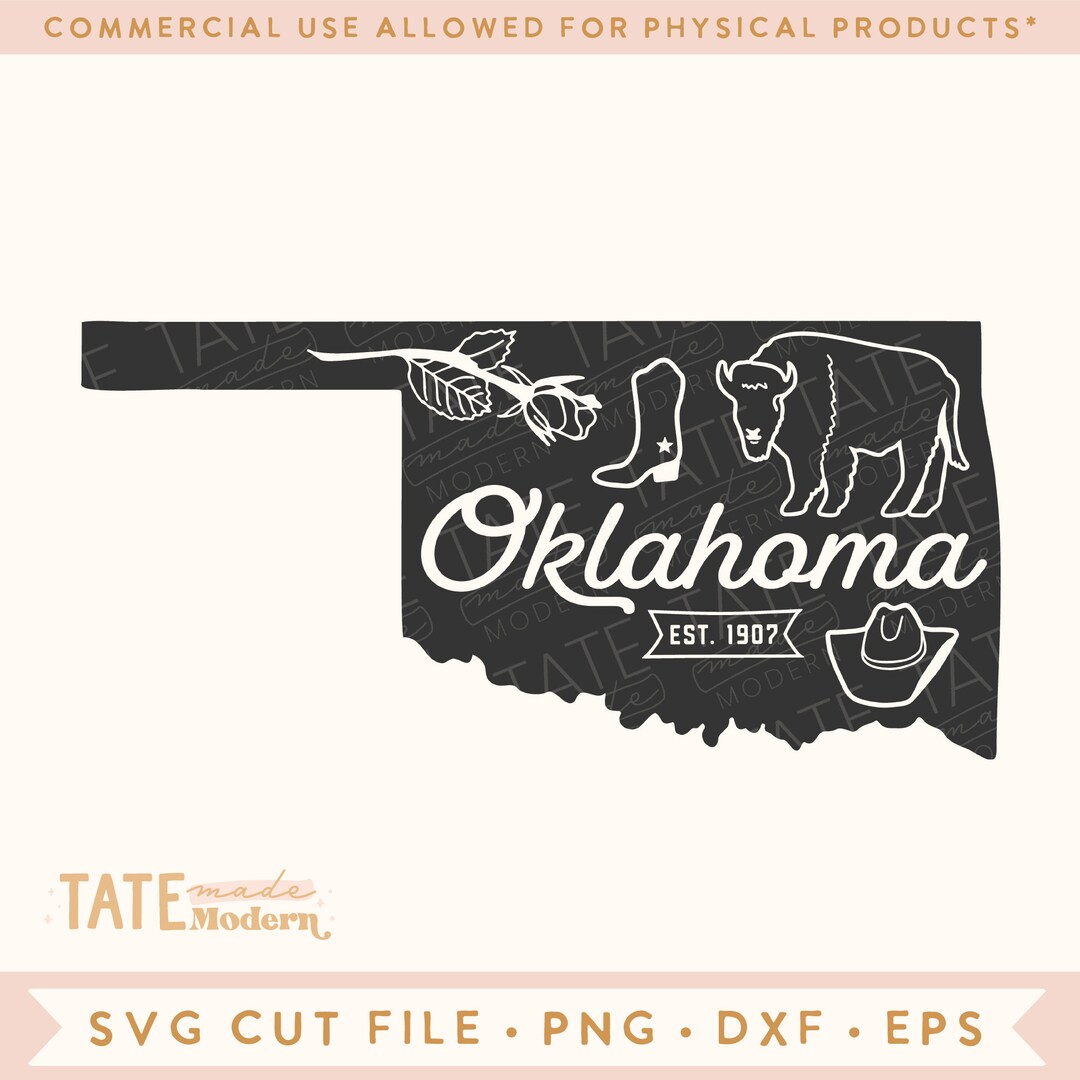Vintage Oklahoma SVG Cut File - Oklahoma Home Svg, Oklahoma Rose State ...