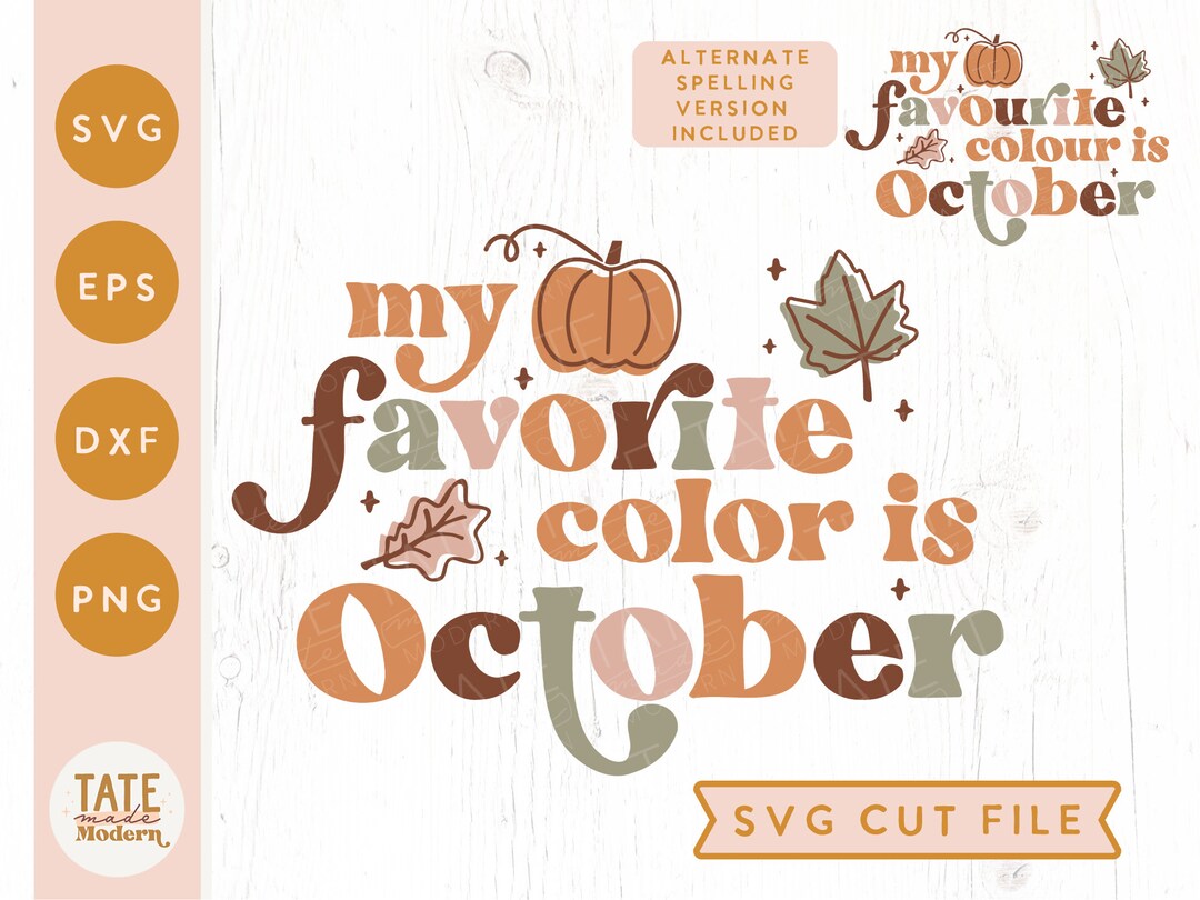My Favorite Color is October SVG Cut File Retro Fall Png - Etsy