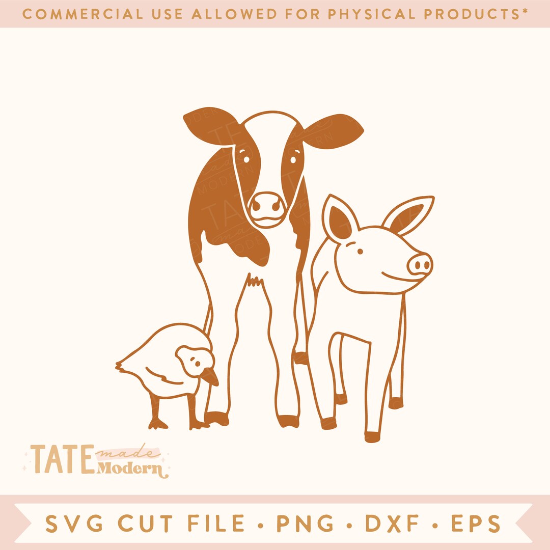 Farm Animal Friends SVG Cut File - Cow Pig and Duck Svg, Farm Kid Svg ...