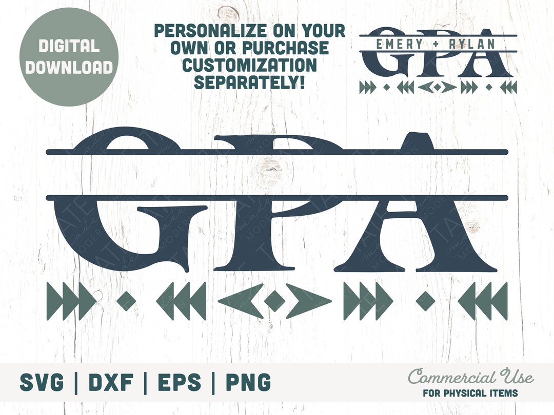 GPA Split Monogram Boho SVG Cut File - Boho Personalized Grandpa Svg ...