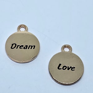 Word Charm/pendant, KC Gold Charm, Disk Charm, Word Jewelry, Metal ...