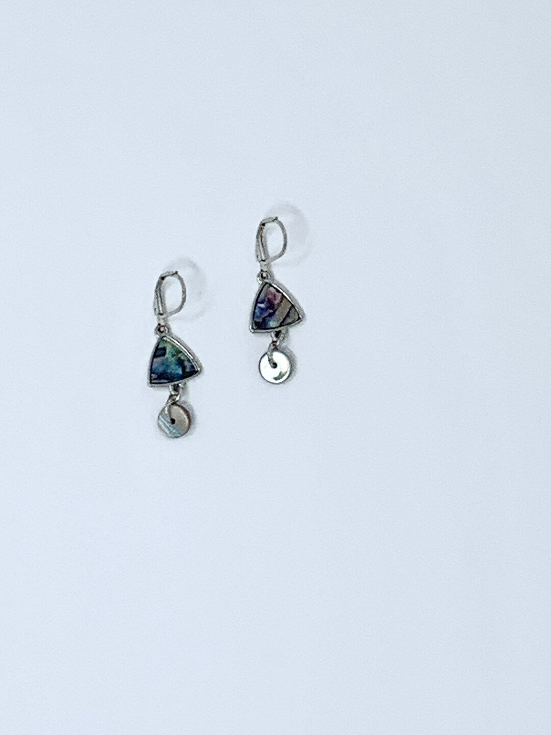 Shell Earrings Gray Shell Earringstriangle Earrings Abalone - Etsy