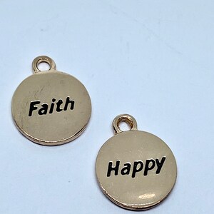 Word Charm/pendant, KC Gold Charm, Disk Charm, Word Jewelry, Metal ...