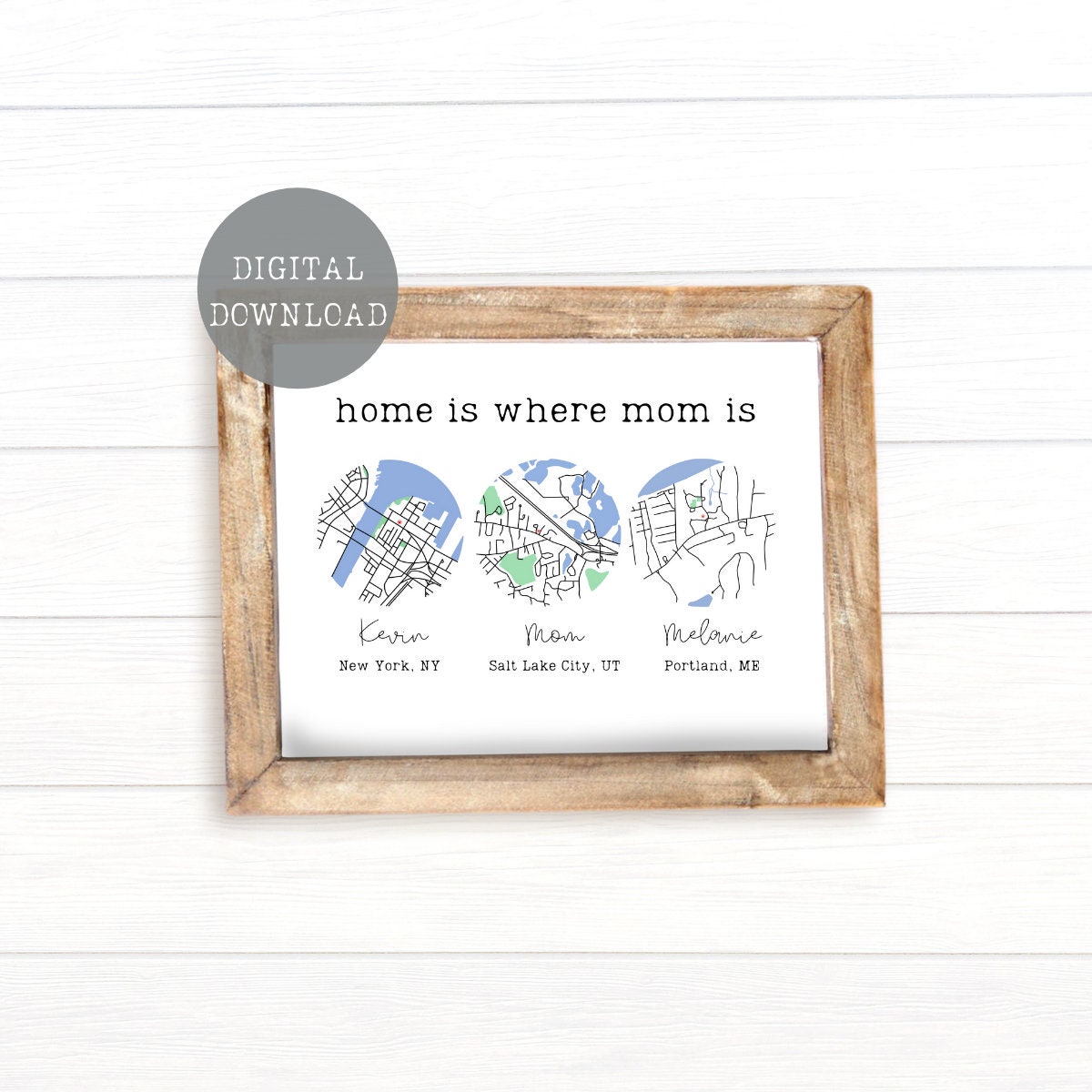 Home is Where Mom is Maps Print Personalized Mother's | Etsy