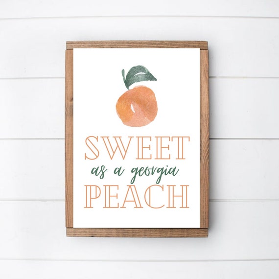 Sweet as a Georgia Peach Wall Art Sign Watercolor Peach | Etsy