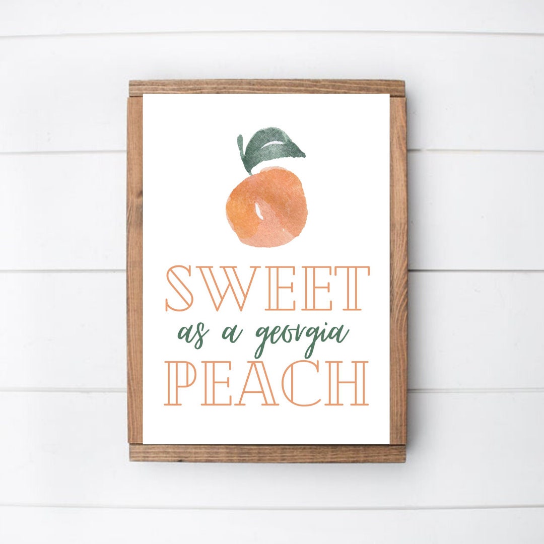 Sweet as a Georgia Peach Wall Art Sign | Watercolor Peach | Peachy ...